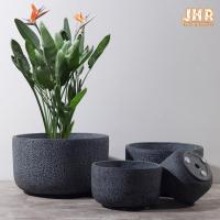 China MGO Planters Clay Pots Garden Planters for Sale Polyresin Planter Pot Set Grey Planters Round Pots for sale