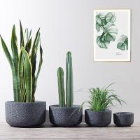 China MGO Planters Clay Pots Garden Planters for Sale Polyresin Planter Pot Set Grey Planters Round Pots for sale