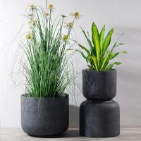 China Outdoor Clay Pots Grey Clay Flower Pots Patio Planters MGO Pot Planter Set Large Bowl Planters for sale