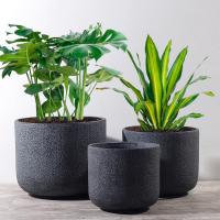 China Outdoor Clay Pots Grey Clay Flower Pots Patio Planters MGO Pot Planter Set Large Bowl Planters for sale