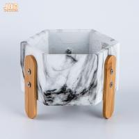 China Marble Finish Cactus Flower Pots Homewares Decorative Items Succulents Plant Pots Cement Table Vases for sale