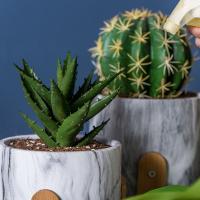 China Round Pot Planters Mini Flowerpots Clay Flower Pots Cement Succulents Planters Marble Pots Tabletop Planters for sale