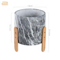 China Marble Pots Concrete Planters with Bamboo Stands Tabletop Plant Pots Succulents Pots Mini Pots for sale