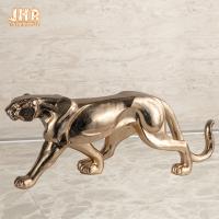 China Animal Decor Resin Leopard Statue Polyresin Animal Figurines Fiberglass Gold Leaf Finish for sale
