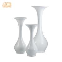 China White Fiberglass Floor Vases Plant Pots Glossy For Indoor for sale