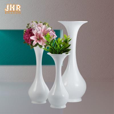 China White Fiberglass Floor Vases Plant Pots Glossy For Indoor for sale