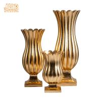 China Fiberglass Plant Pot Homewares Decorative Items Indoor With Gold Finish for sale