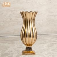 China Fiberglass Plant Pot Homewares Decorative Items Indoor With Gold Finish for sale
