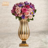 China Fiberglass Plant Pot Homewares Decorative Items Indoor With Gold Finish for sale