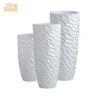 China Gloss White Resin Planter Flower Pots For Artificial Plants for sale