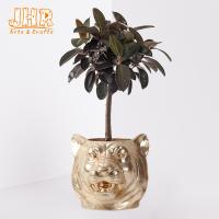China 44x40x38cm Clay Flower Pots Antique Bronze Plant Lion Statue Tabletop Planter for sale