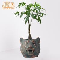 China 44x40x38cm Clay Flower Pots Antique Bronze Plant Lion Statue Tabletop Planter for sale