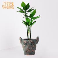 China Decorative Fiberclay Bronze Plant Pots Lion Statue Tabletop Planter for sale