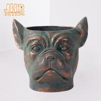 China Decorative Fiberclay Bronze Plant Pots Lion Statue Tabletop Planter for sale