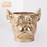 China Decorative Fiberclay Bronze Plant Pots Lion Statue Tabletop Planter for sale