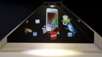 China Floating holographic picture quality 3D Hologram Pyramid Display Showcase 3 Side for sale