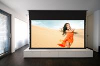 China Ceiling Recessed Tab Tensioned Motorized Projection Screen With Hd Flexible White for sale