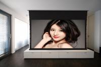 China Ceiling Recessed Tab Tensioned Motorized Projection Screen With Hd Flexible White for sale