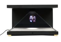 China Advertising 22 Inch Holographic Pyramid Showcase 270 Degree 3D Hologram Glass Cube for sale