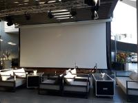 China 400 Inch Large Electric Projection Screen Motorized Tab Tensioned Screen For Big Hall for sale