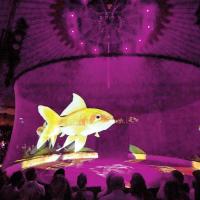 China 9x30m Transparent Holographic Mesh Screen Hologram Projector Screen For Live Events for sale
