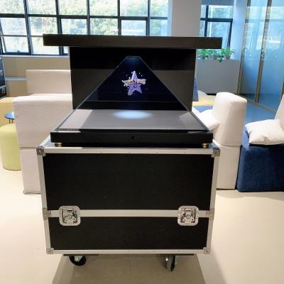 China 270degree 32'' Holographic Display Pyramid 3D Hologram Showcase Full HD With Flight Case for sale