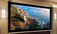 China Acoustically Transparent Fabric Fixed Frame Projection Screen With Velvet Aluminum Frame for sale