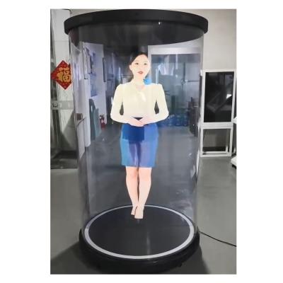 China Ai Based Interactive 3D Hologram Box , 75inch Digital Human Round Exhibition Stand Holotube Holographic Display Box for sale