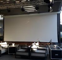 China Large Event Motorized Tab-Tensioned Screen with Heavy-duty Tubular Motor designed for Large-scale Presentations for sale