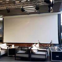 China Heavy Duty Motorized Projector Screen with Tab Tensioning and 4K Support for sale
