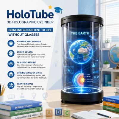 China Portable 3D Hologram Display Transparent Screen Showcase 3D Cylinder Mini 5inch Holo Tube for sale