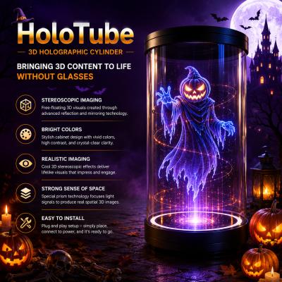 China 3D Halloween Display Showcase Portable Hologram Display Showcase 3D Holographic Cylinder Mini 5inch Holo Tube for sale