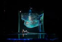 China Transparent 78% Holographic Mesh Screen with Front and Rear Projection and 50m Length for 3D Holographic Effects for sale