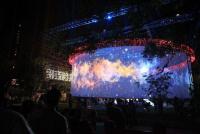 China 50m Length Transparent Holographic Mesh Screen with 2.4 Gain and 78% Transparency for Live Shows for sale