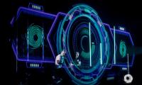China 50m Length Transparent Holographic Mesh Screen with 2.4 Gain and 78% Transparency for Live Shows for sale