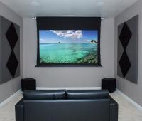 China Tubular Motor Ceiling Projector Screen Recessed Tab Tensioned Screen for sale