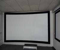 China Custom 3D Curved Fixed Frame Projection Screen , 180 degree Circular Projection Screen for sale