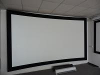 China Indoor Electric Curved Fixed Frame Screen Paint , Black Velvet Frame 10Cm for sale