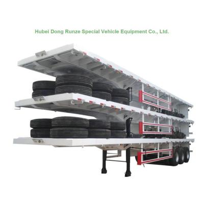 China 60Ton Flatbe Container Transport Trailer Carry Cargo Flat Vehicle 40ft 20ft Container 12 sets twist locks for sale