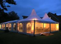 China Soundproof White Party Marquee Tent with 3-50m Span Width and Hard Pressed Extruded Aluminum Frame Structure for sale