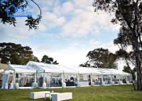 China OEM Aluminum Outdoor Wedding Canopy Tents 3-50m Width Flame Retardant Waterproof PVC Fabric for sale
