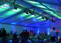 China Heavy Duty Wedding Marquee Tent 500 Person Capacity 850g PVC Roof Windproof Structure 15m Width for sale