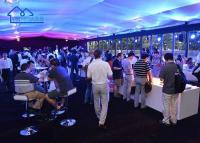 China Aluminum Outdoor Banquet Tent - Fireproof White PVC Cover, Custom Sizes 3m-60m, Wind Load 80-100km/h for sale