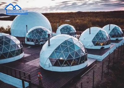 China Geodesic Glamping Dome Tent 3-60m Diameter with 850g/sqm PVC Roof & 8+ Year Lifespan for sale