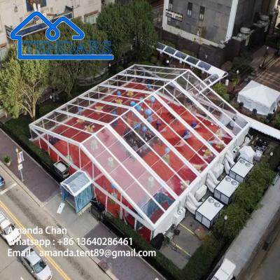 China Custom Clear Wedding Party Tent Aluminum Frame 10m-50m Span Waterproof PVC for sale