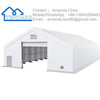 China Drive Through Waterproof Storage Tent White PVC Aluminum Warehouse Tent 3m to 60m Width for sale