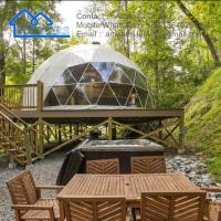 China Geodesic Dome Tent with Bathroom 4m 8m Customizable Outdoor Glamping Igloo for sale