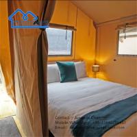 China Waterproof Cotton Canvas Safari Glamping Tent 4m x 6m Large Outdoor Family Shelter for sale