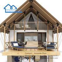China Beige Safari Glamping Canvas Lodge Tent 4x6m with Bathroom Module for sale