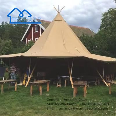 China Outdoor Wedding Teepee Tent 6m to 12m Diameter Wood Stove Tent for Party Event for sale